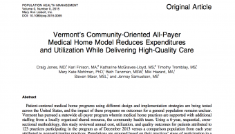 Vermont’s Community-Oriented All-Payer Medical Home Model Reduces ...